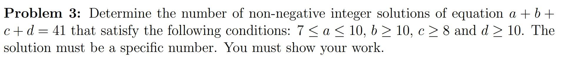 Solved Problem 3: Determine the number of non-negative | Chegg.com