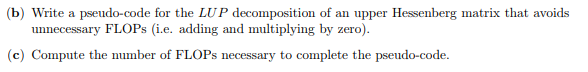 Solved An n × n upper Hessenberg matrix A has the property | Chegg.com