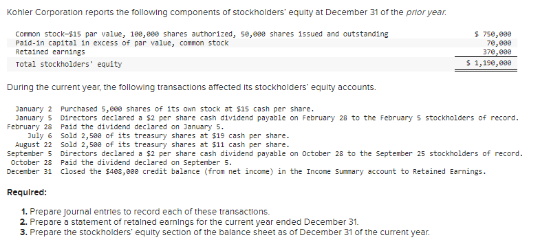 Solved Kohler Corporation reports the following components | Chegg.com
