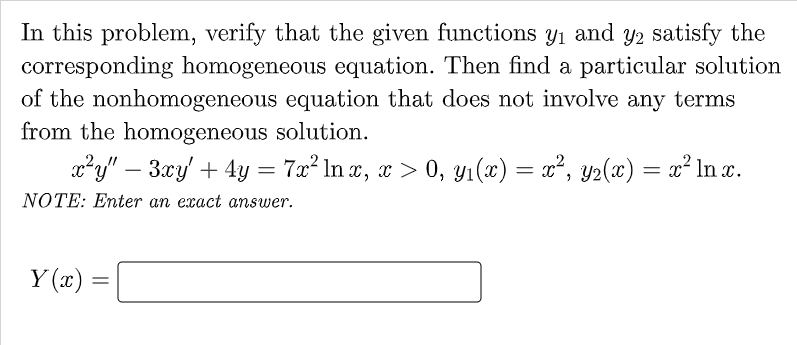 Solved In this problem, verify that the given functions yi | Chegg.com