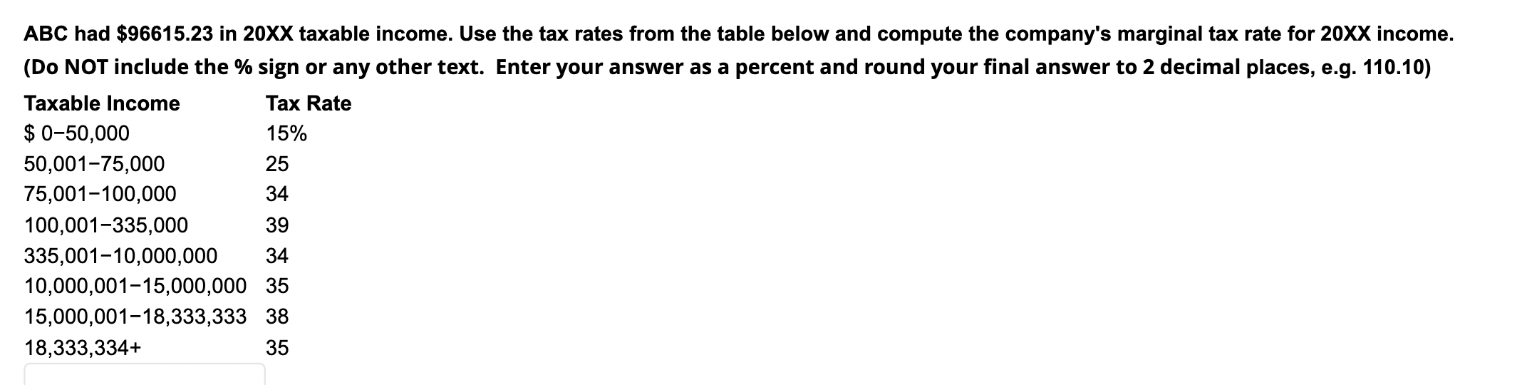 Solved ABC had $258684.26 in 20XX taxable income. Use the | Chegg.com