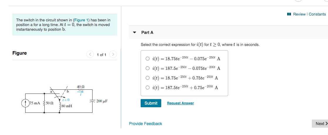 Solved Review Constants The switch in the circuit shown in | Chegg.com