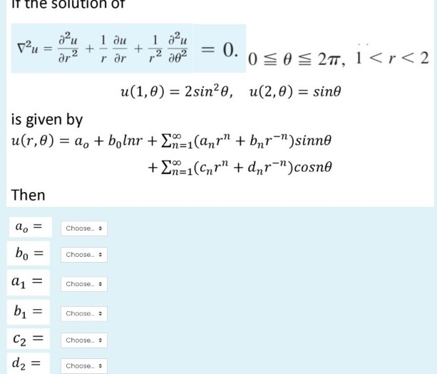 Solved It the solution of về = 1 ди + ar2 1 ou + 12 a02 r år | Chegg.com