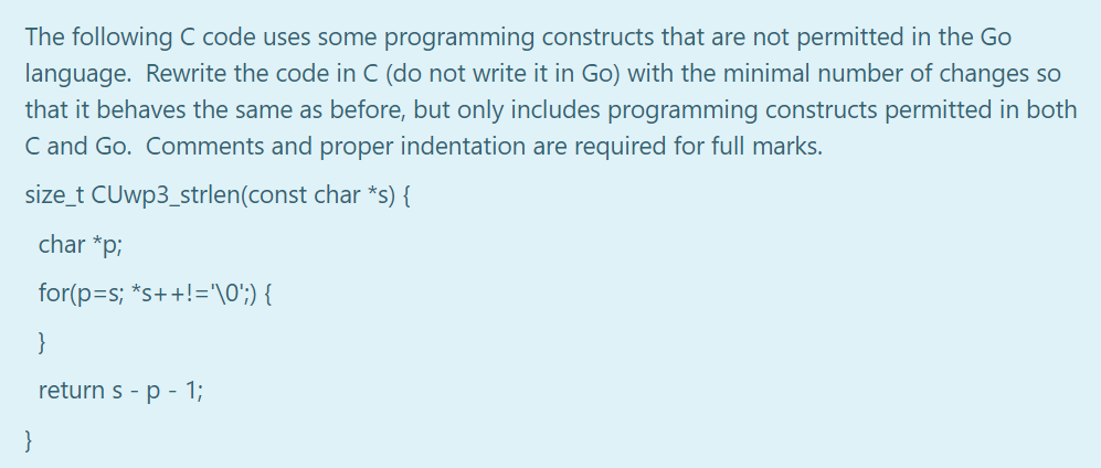 Solved The following C code uses some programming constructs | Chegg.com