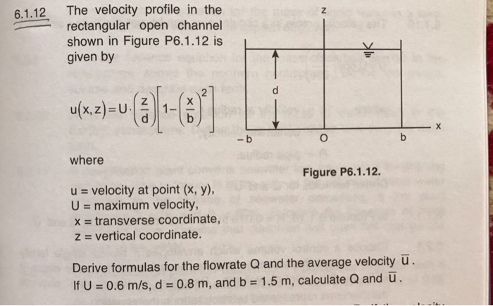 Solved The velocity profile in the rectangular open channel | Chegg.com