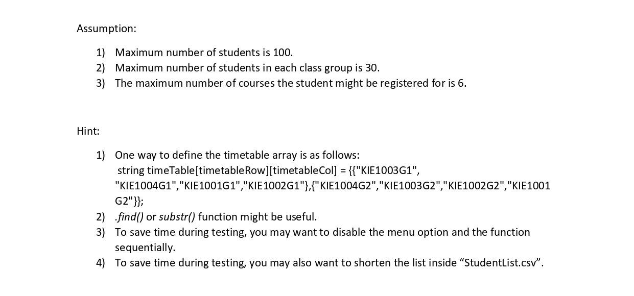 Solved Assigning a large number of students to classes | Chegg.com