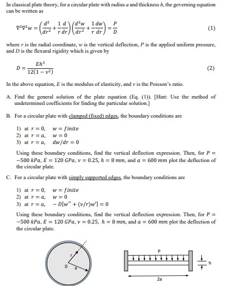 + dr2 In classical plate theory, for a circular plate | Chegg.com