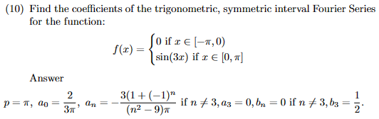 Solved (10) Find the coefficients of the trigonometric, | Chegg.com