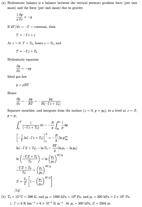 1. (i) Explain the balance of forces in hydrostatic | Chegg.com