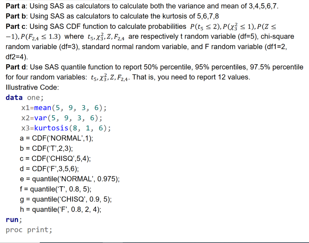 Part a: Using SAS as calculators to calculate both | Chegg.com