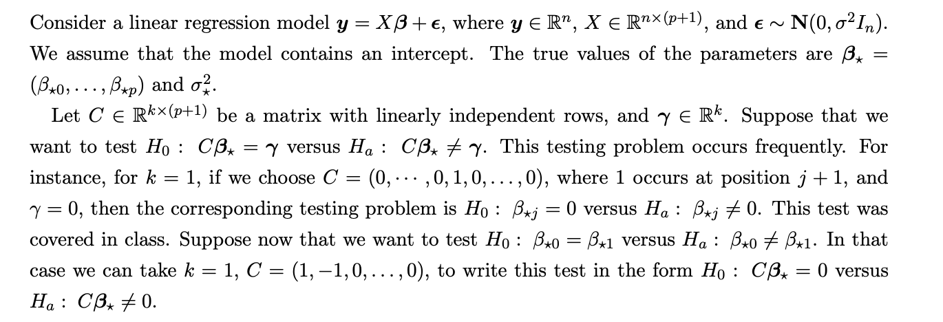 Solved Y > = : Consider a linear regression model y = XB+E, | Chegg.com