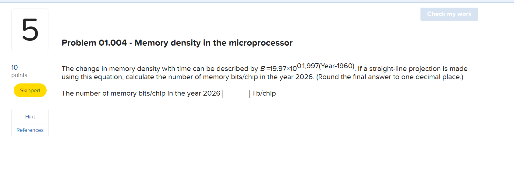 Problem 01004 Memory Density In The Microprocessor 