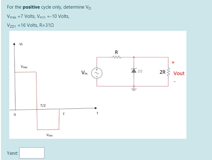 Solved For the positive cycle only, determine Vo Vmax = 7 | Chegg.com