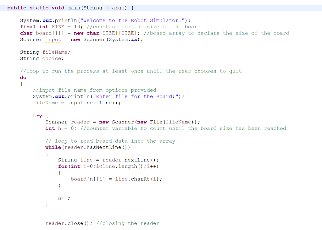 Solved Robot code that simulates the robot running a queue | Chegg.com