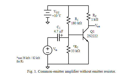 Solved Fig. 1. Common-emitter amplifier without emitter | Chegg.com