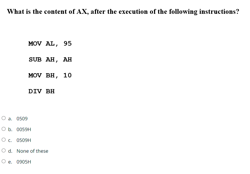 Solved What is the content of Ax, ﻿after the execution of | Chegg.com