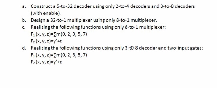 Solved Construct a 5-to-32 decoder using only 2-to-4 | Chegg.com