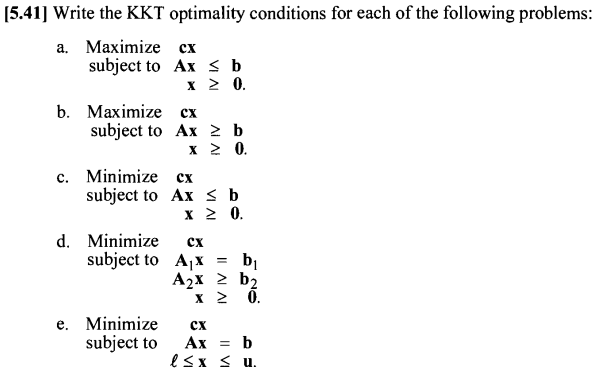 Solved 41] Write the KKT optimality conditions for each of | Chegg.com