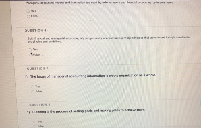Solved Managerial accounting reports and information are | Chegg.com