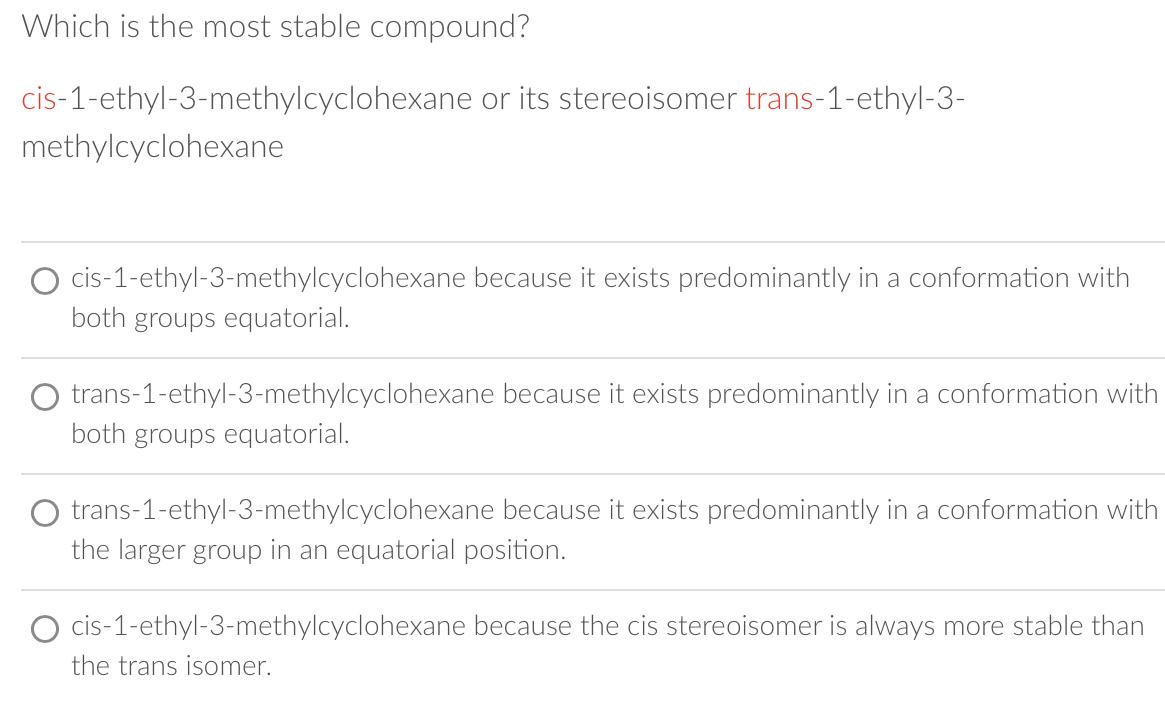 Solved Which is the most stable compound? | Chegg.com