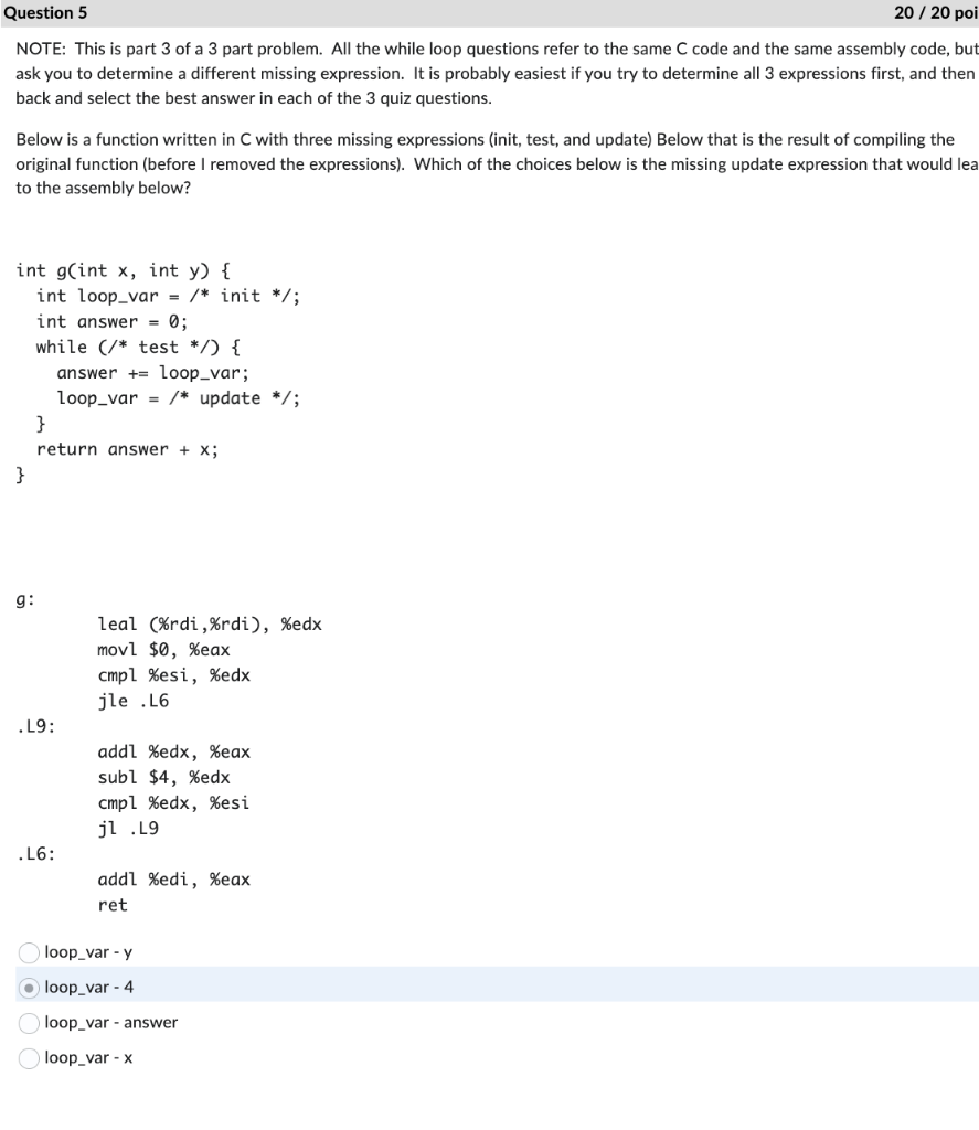 Solved Question 3 20/20 points NOTE: This is part 1 of a 3 | Chegg.com