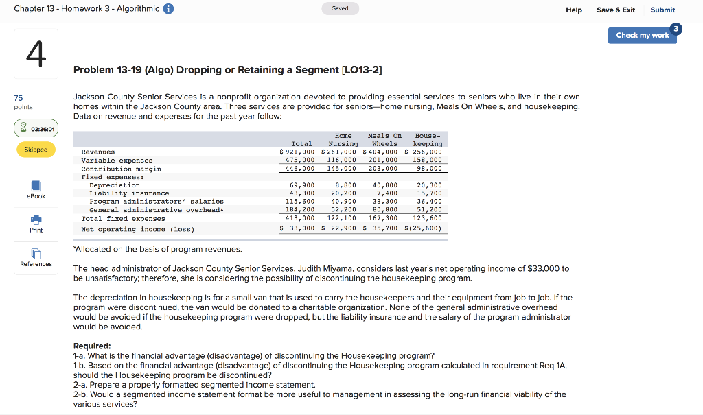 Solved Chapter 13 - Homework 3 - Algorithmic 6 Saved Help | Chegg.com