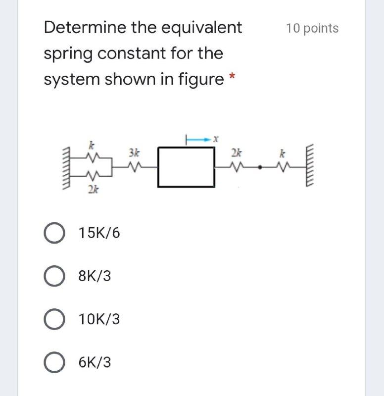 Solved 10 points Determine the equivalent spring constant | Chegg.com