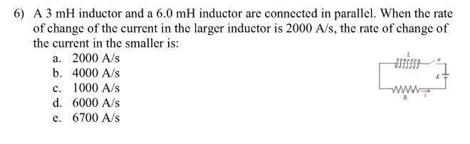 Solved A 3 mH inductor and a 6.0 mH inductor are connected | Chegg.com