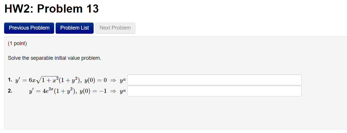Solved HW2: Problem 13 Previous Problem Problem List Next | Chegg.com