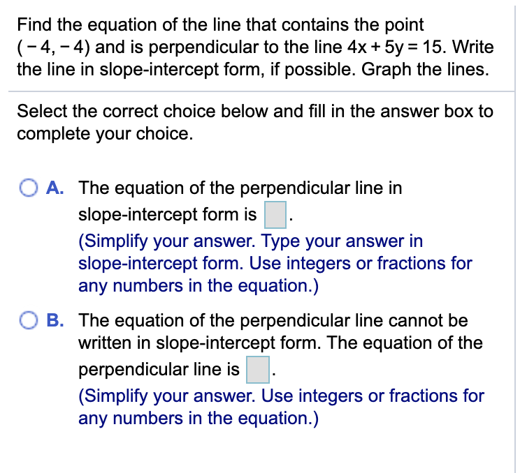 Solved Find the equation of the line that contains the point | Chegg.com