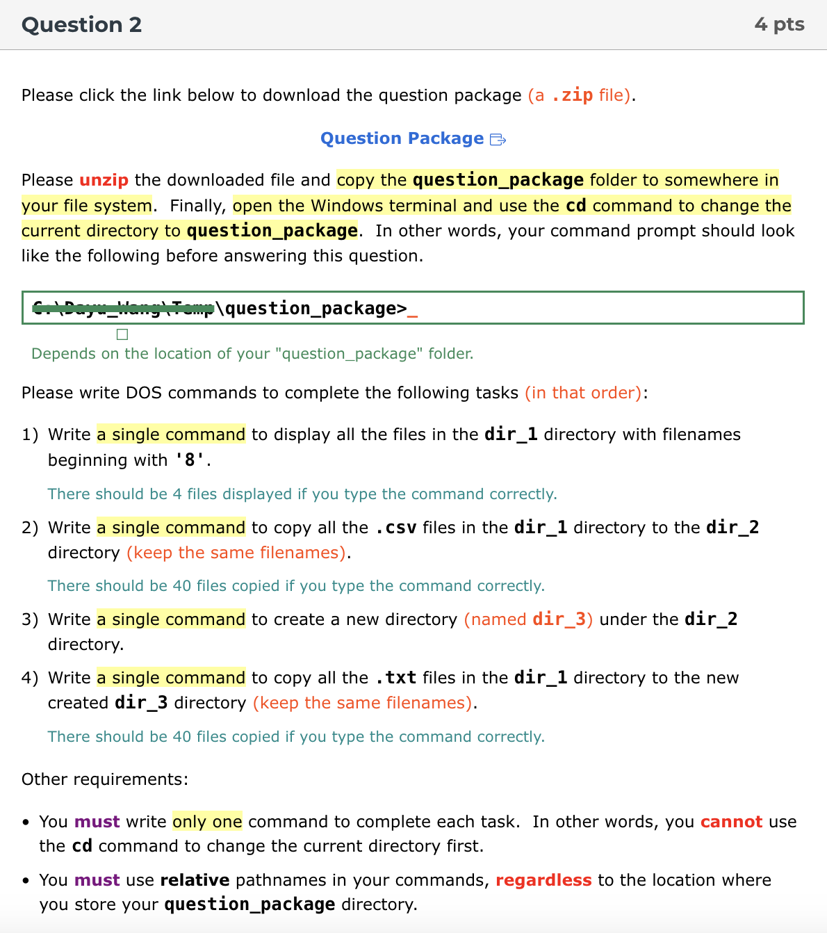Solved When we use the dir command to display the entries in | Chegg.com