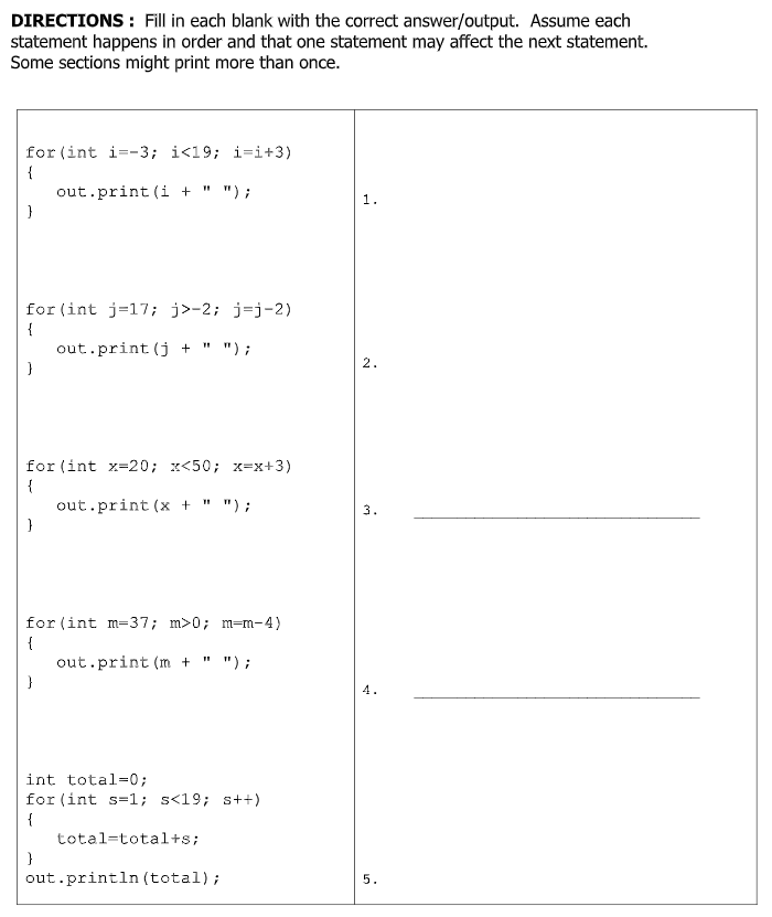 Solved DIRECTIONS : Fill in each blank with the correct | Chegg.com