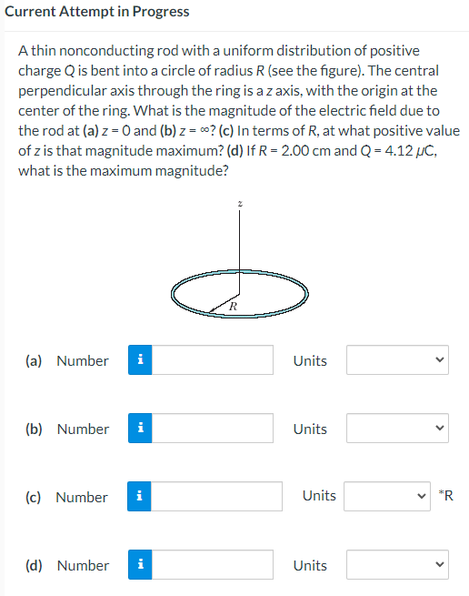 Solved Current Attempt in ProgressA thin nonconducting rod | Chegg.com