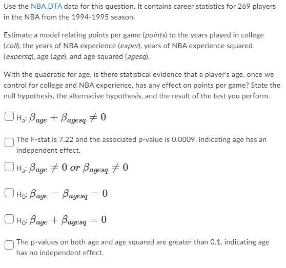 Solved Use the NBA.DTA data for this question. It contains | Chegg.com