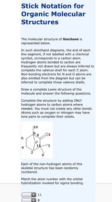 Solved Stick Notation for Organic Molecular Structures The | Chegg.com