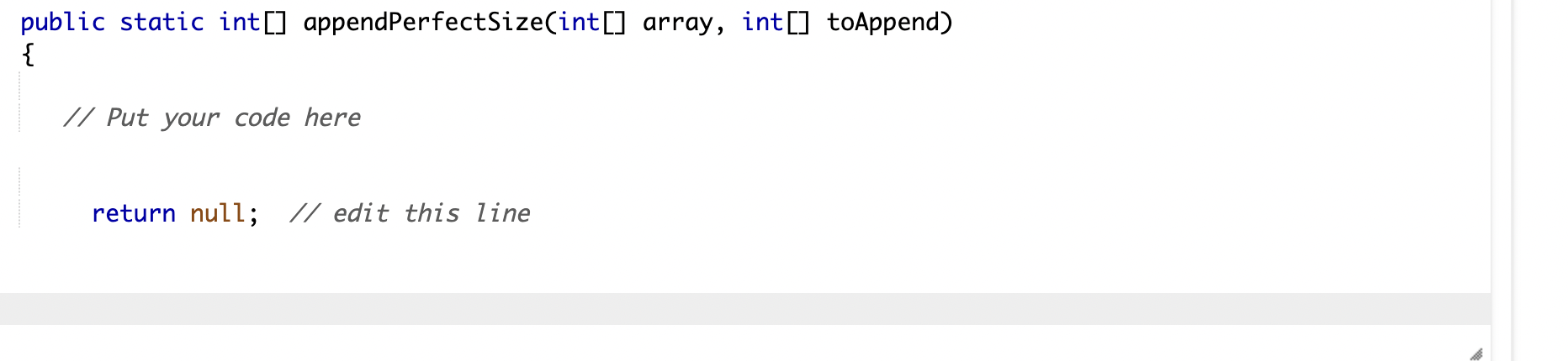 Solved public static int [] appendPerfectSize(int [] array, | Chegg.com