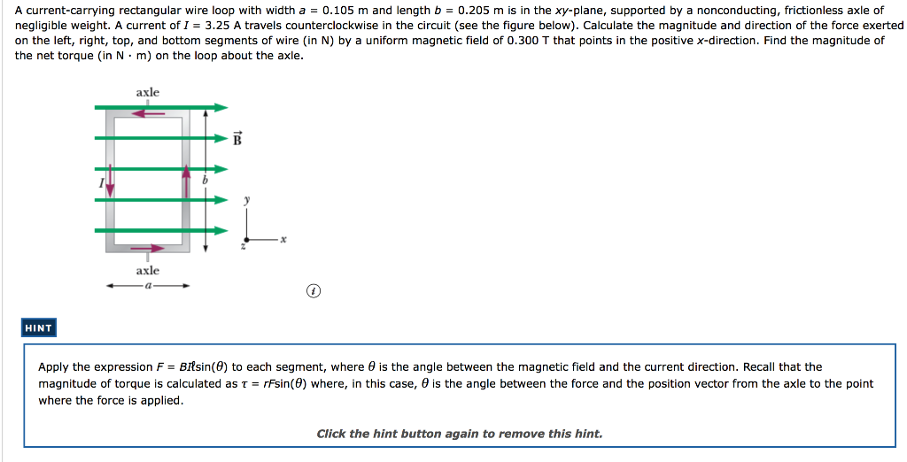 Solved A current-carrying rectangular wire loop with width a | Chegg.com