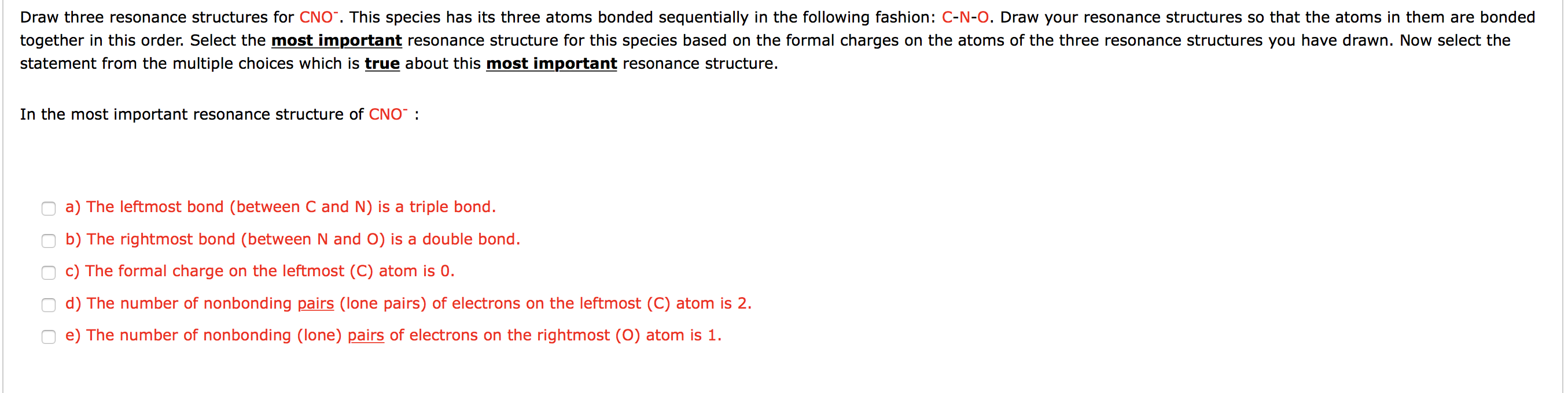 Solved Draw three resonance structures for CNO". This | Chegg.com