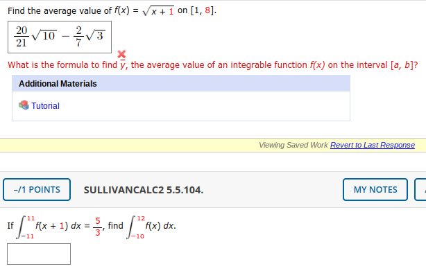 Solved Find the average value of f(x) = x + 1 on [1, 8]. 20 | Chegg.com