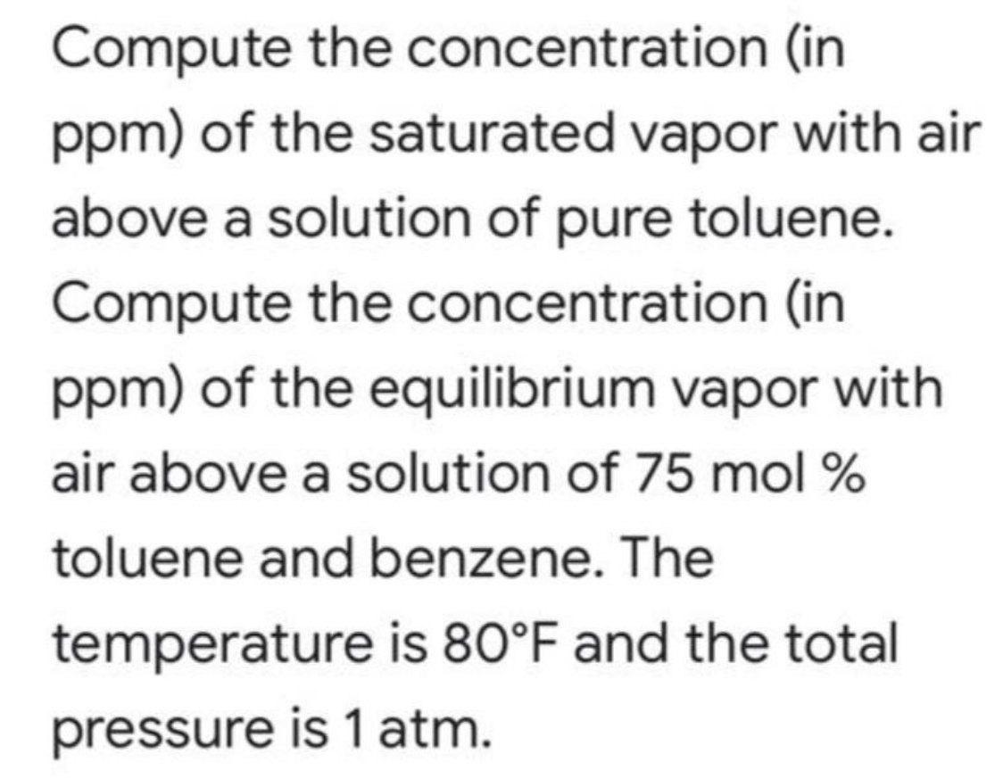 Solved Compute the concentration (in ppm) of the saturated | Chegg.com