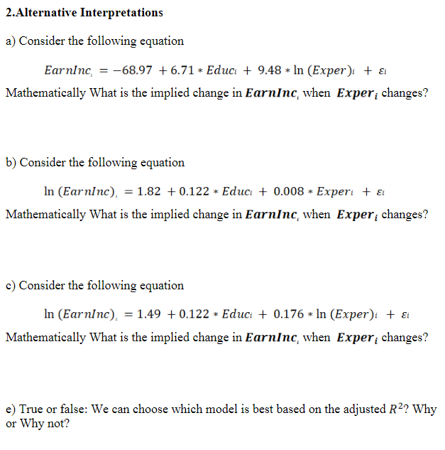 Solved 2.Alternative Interpretations a) Consider the | Chegg.com