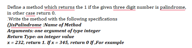 Solved Define a method which returns the 1 if the given | Chegg.com
