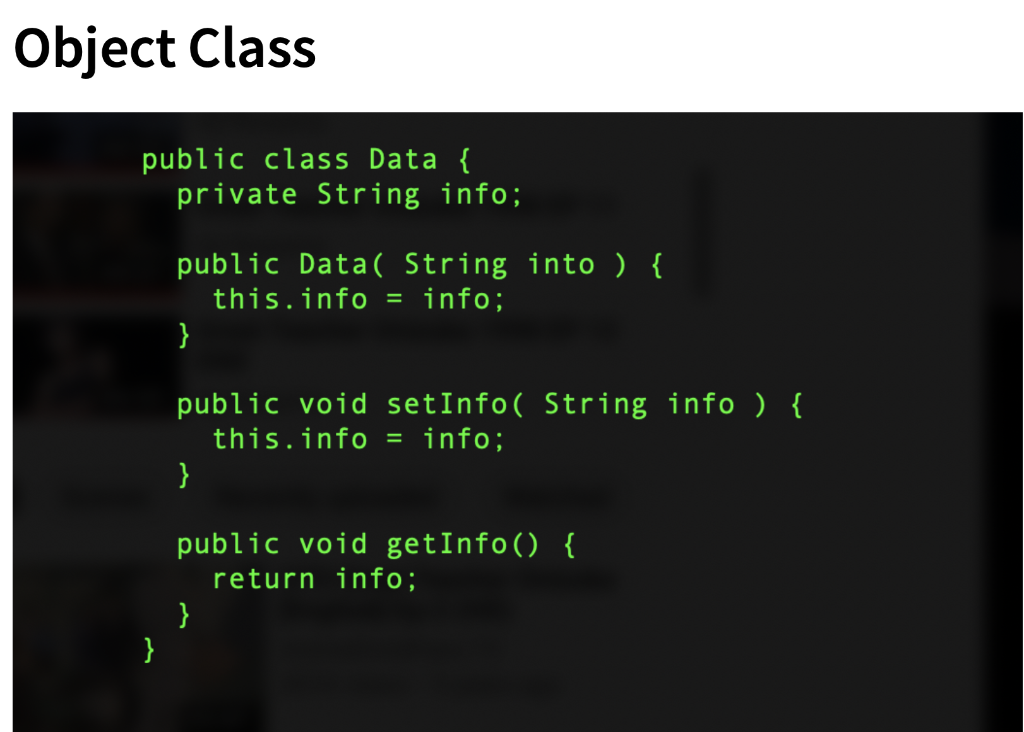 Solved Object Class public class Data { private String info; | Chegg.com