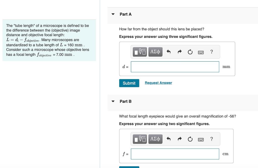 Solved The "tube length" of a microscope is defined to be | Chegg.com
