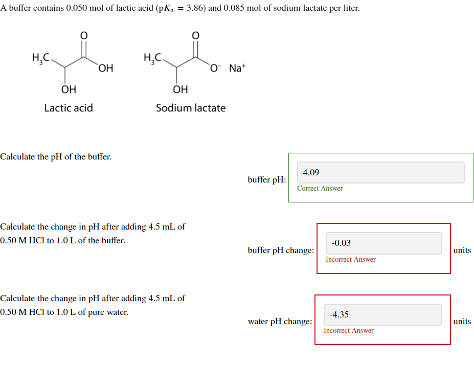 Solved A buffer contains 0.050 ﻿mol of lactic acid | Chegg.com