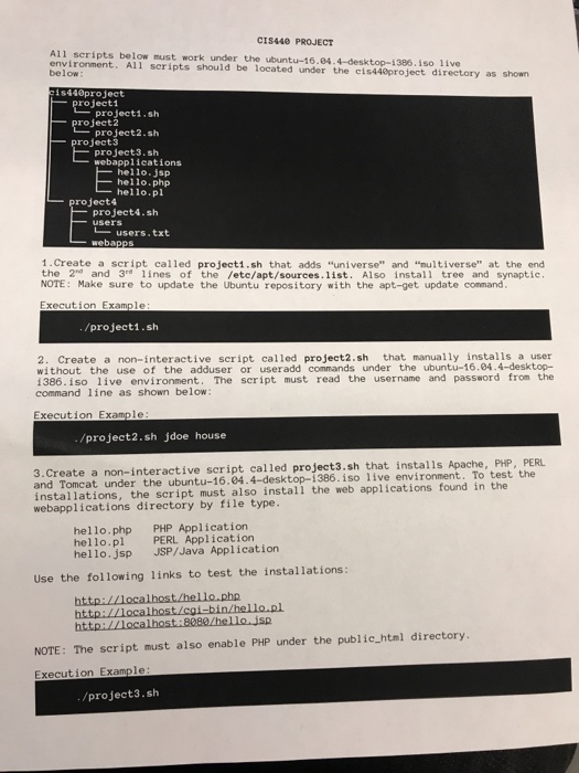 Solved CIS440 PROJECT All seripts below must work under the | Chegg.com