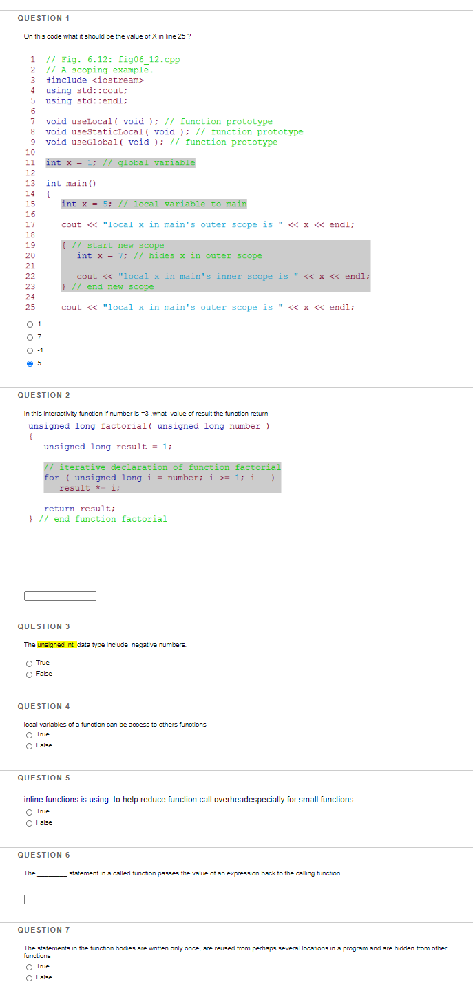 Solved QUESTION 1 On this code what it should be the value | Chegg.com