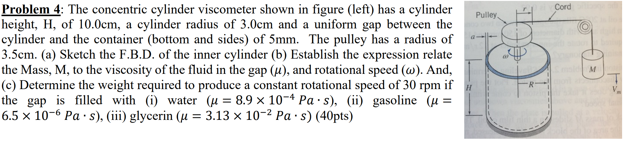 Solved Cord Pulley a a Problem 4: The concentric cylinder | Chegg.com