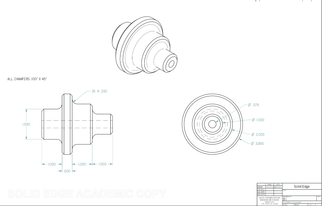 Solved Model the part and create the drawing as shown below | Chegg.com