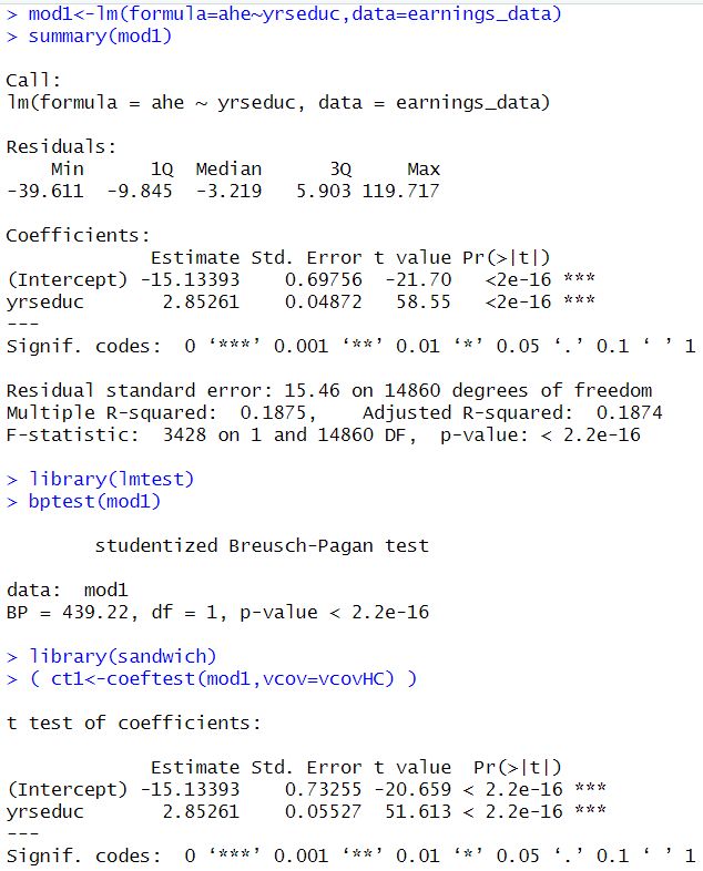 Solved Consider the following regression output, where ahe | Chegg.com